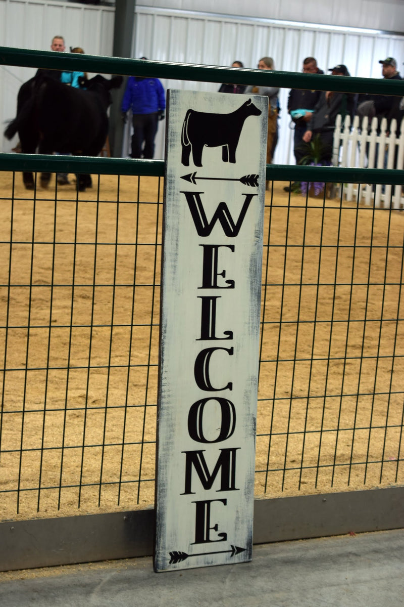 WELCOME SIGN BLACK HEIFER – MeMe's Custom Embroidery